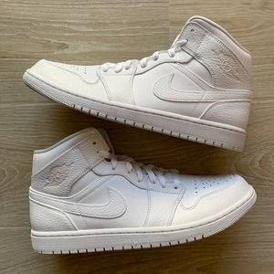 Nike | Shoes | Jordan Mid Triple White Mens 14 | Poshmark